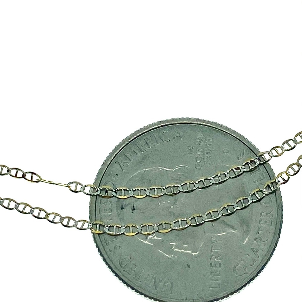 14k Gold 1.5mm 18” Anchor Mariner Pave Chain - Gem